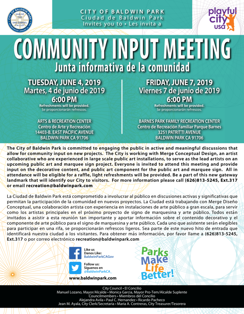 New Marquee Sign: Baldwin Park Community Input Meeting – Baldwin Park ...